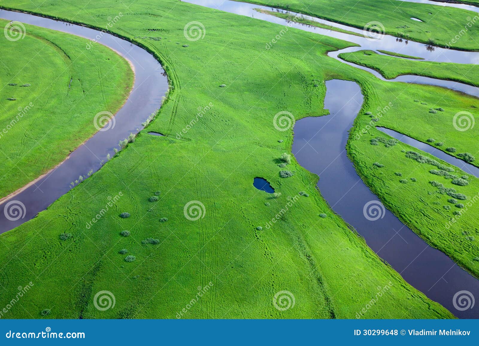 Aerial View Over the Small River Stock Photo - Image of spring, space ...