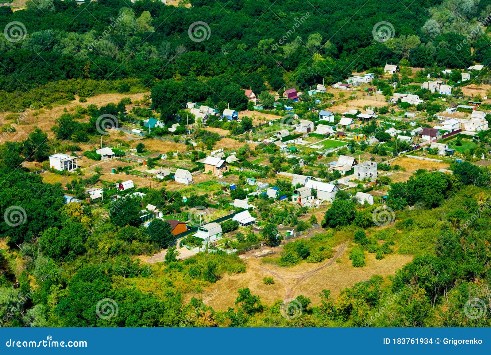 Aerial View Over the Small Town Stock Photo - Image of road, landscape ...
