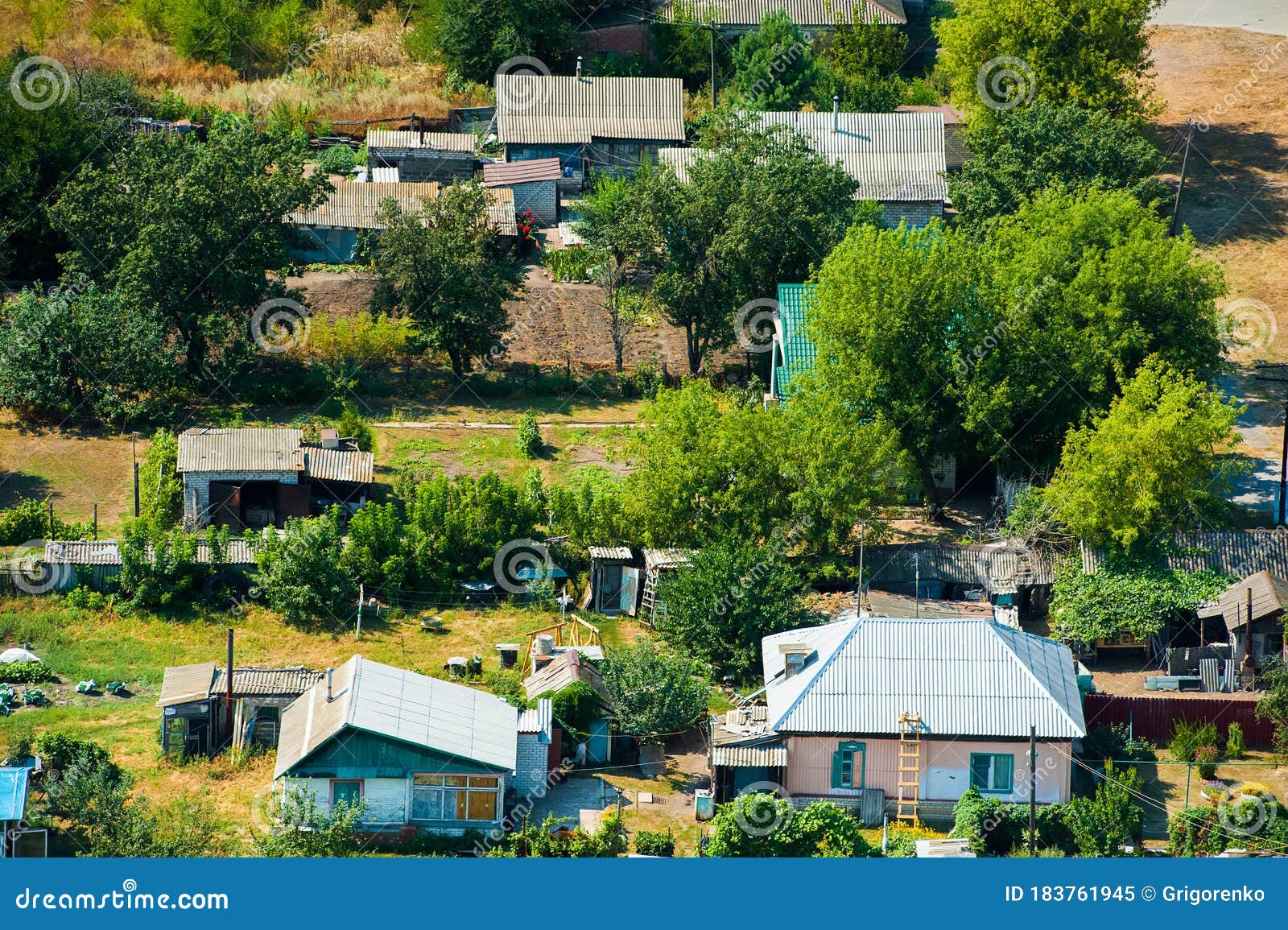 Aerial View Over the Small Town Stock Image - Image of street ...