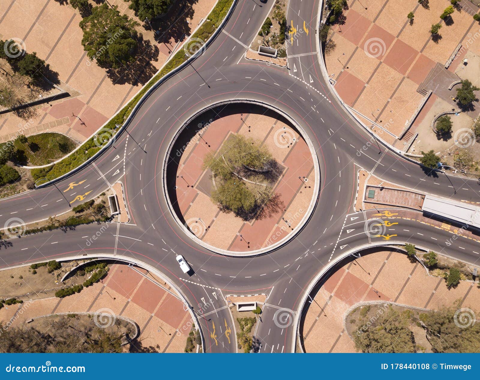 Aerial View Over a Traffic Intersection during Covid-19 Lock Down, with ...