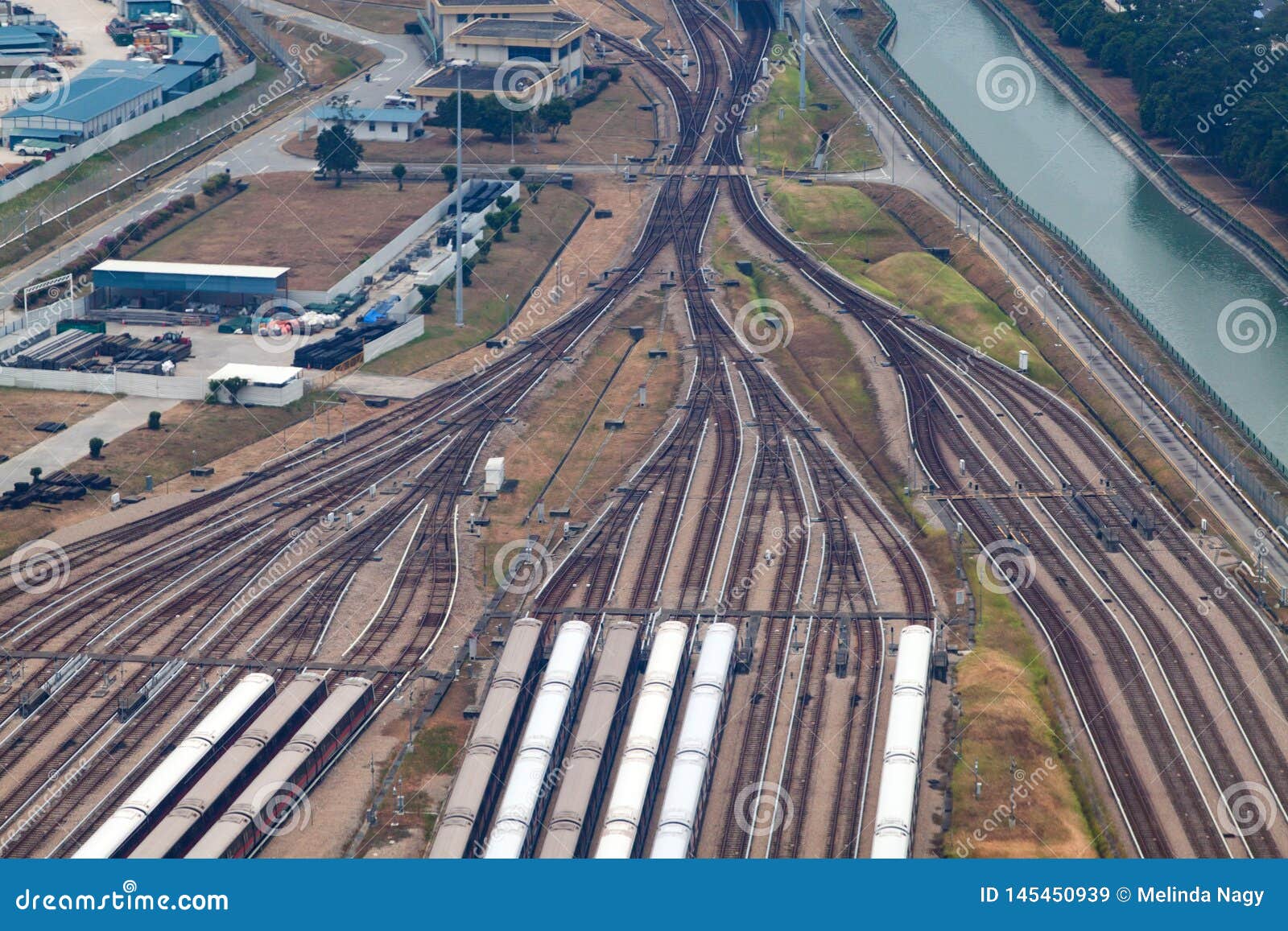 Aerial View Over Train Tracks Stock Image - Image of abstract, design ...