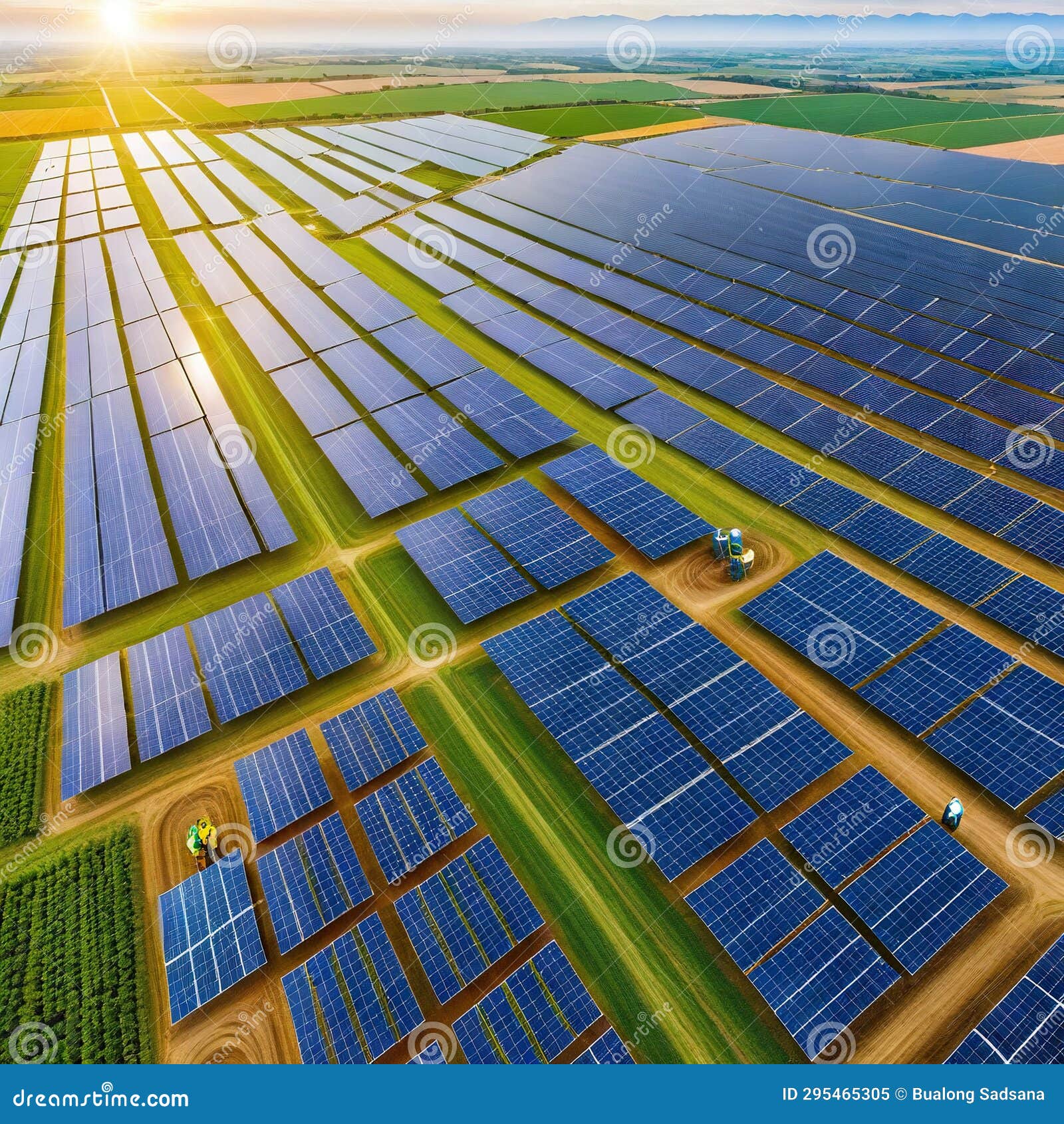 Aerial View Over Two Technician Walking for Inspecting Operation ...