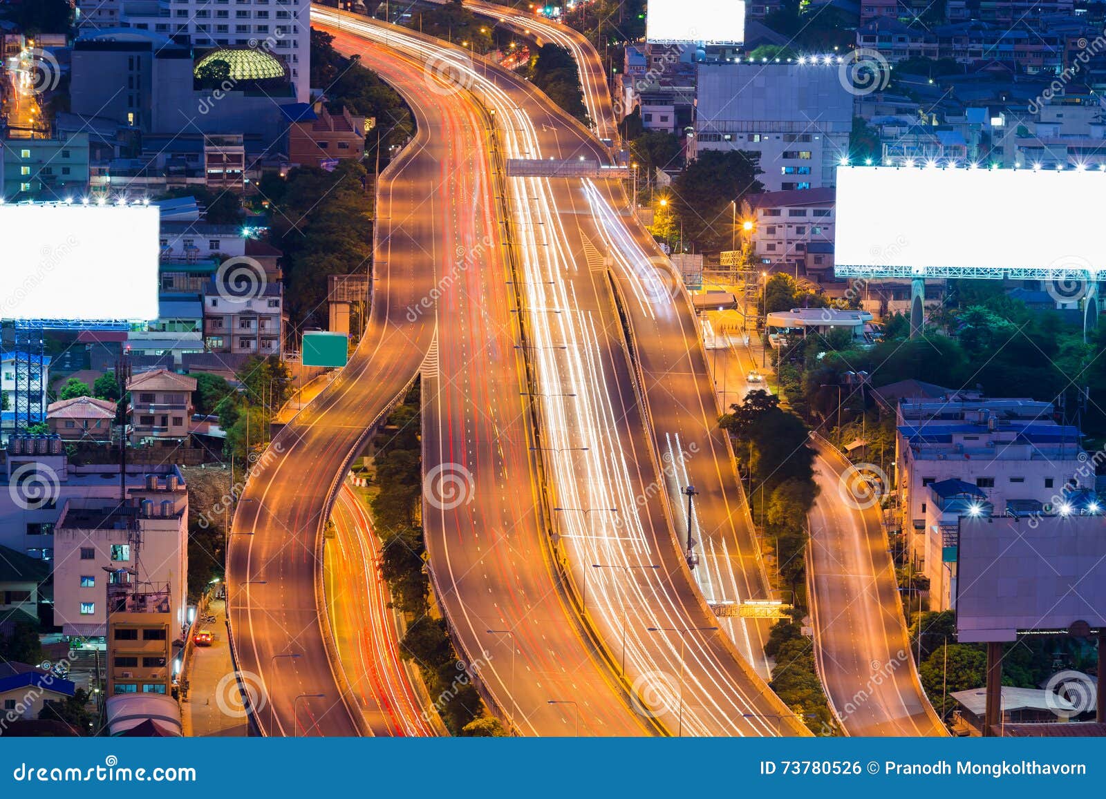 Aerial View Overpass Road Night View Stock Photo - Image of city, asia ...
