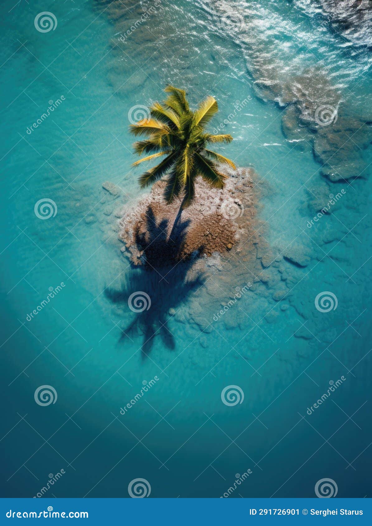 An Aerial View of a Palm Tree on an Island. AI Stock Image - Image of ...