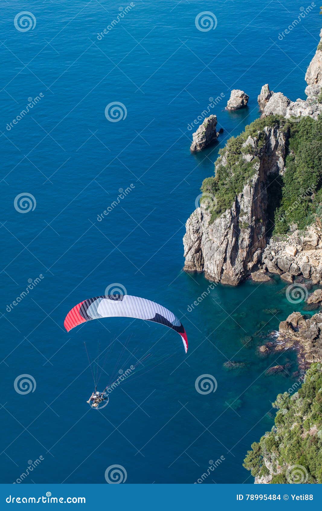 Aerial View of the Paraglider Over the Coast Line Stock Photo - Image ...