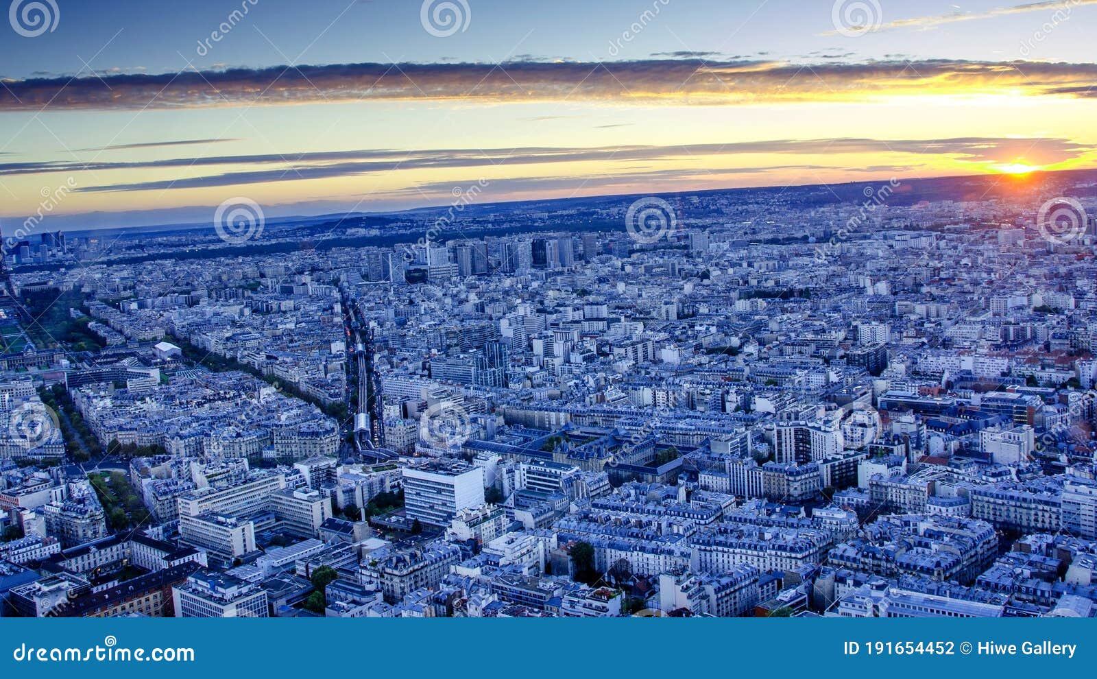 Aerial View of Paris, City Skyline at Sunset Stock Photo - Image of ...