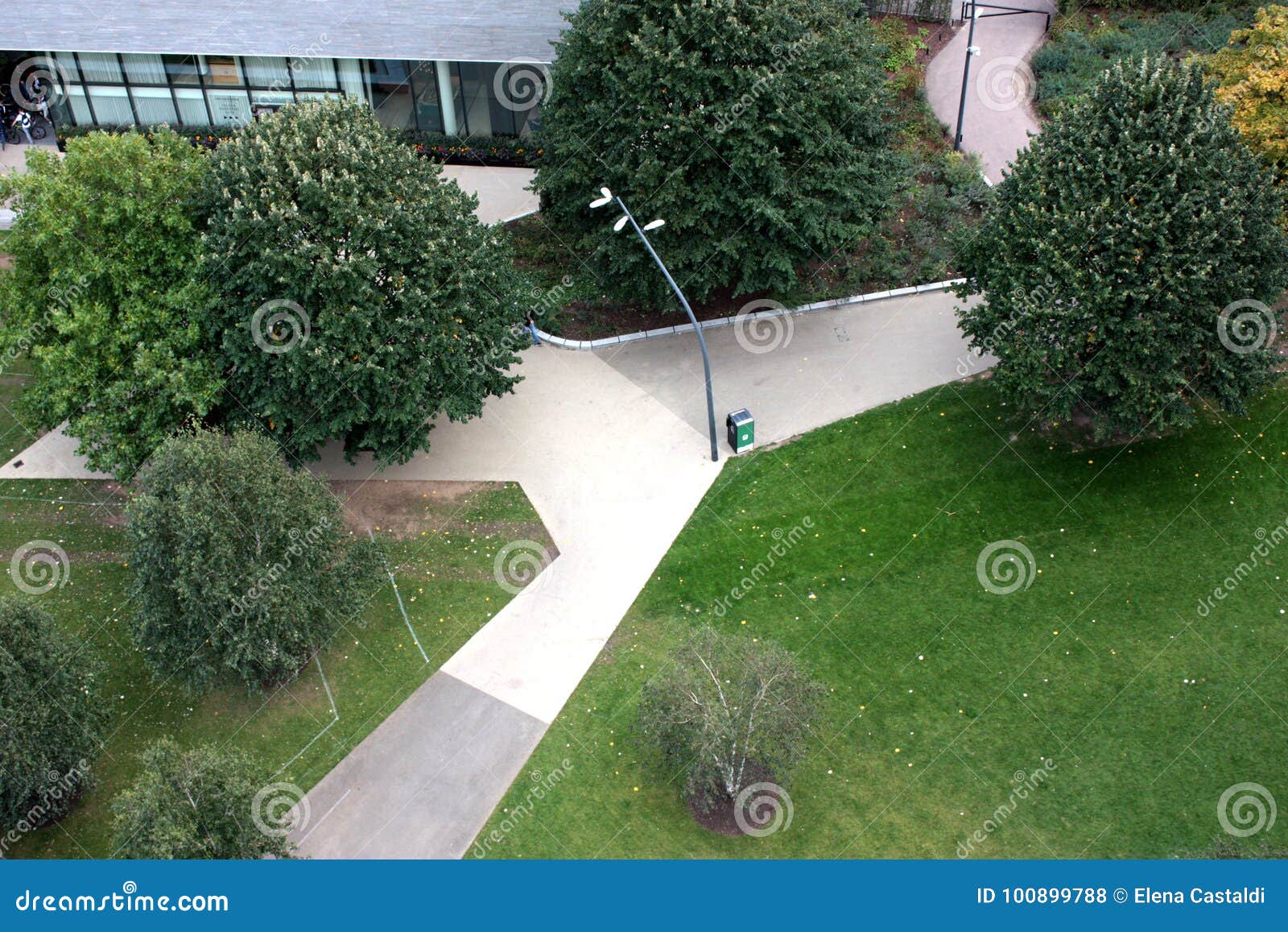 Aerial view of a park stock photo. Image of grass, intersection - 100899788