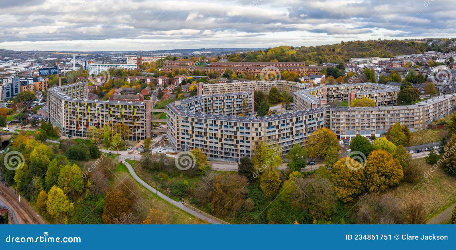 Aerial View of the Park Hill Estate Redevelopment in Sheffield ...
