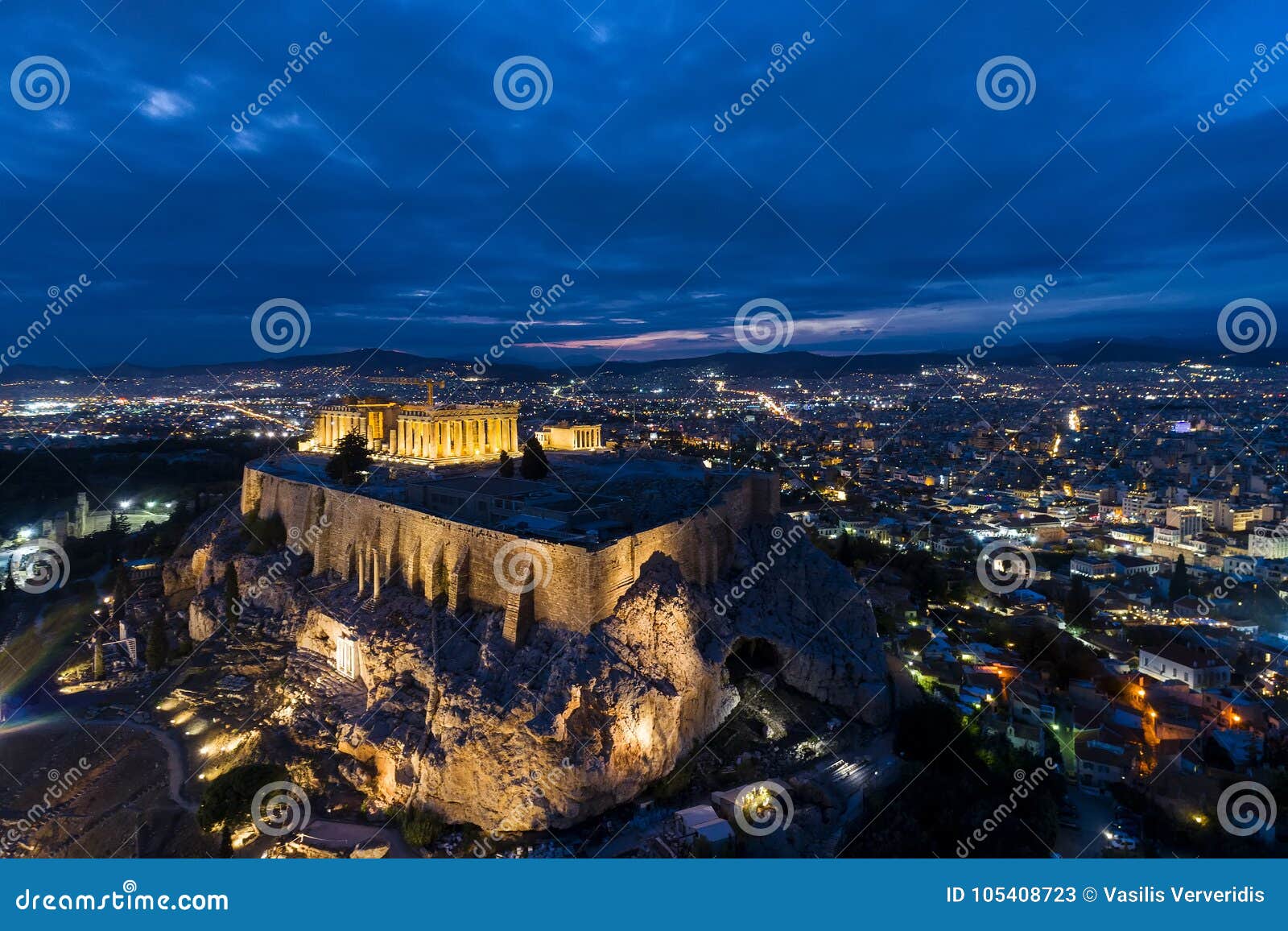 Aerial View of Parthenon and Acropolis in Athens Stock Image - Image of ...
