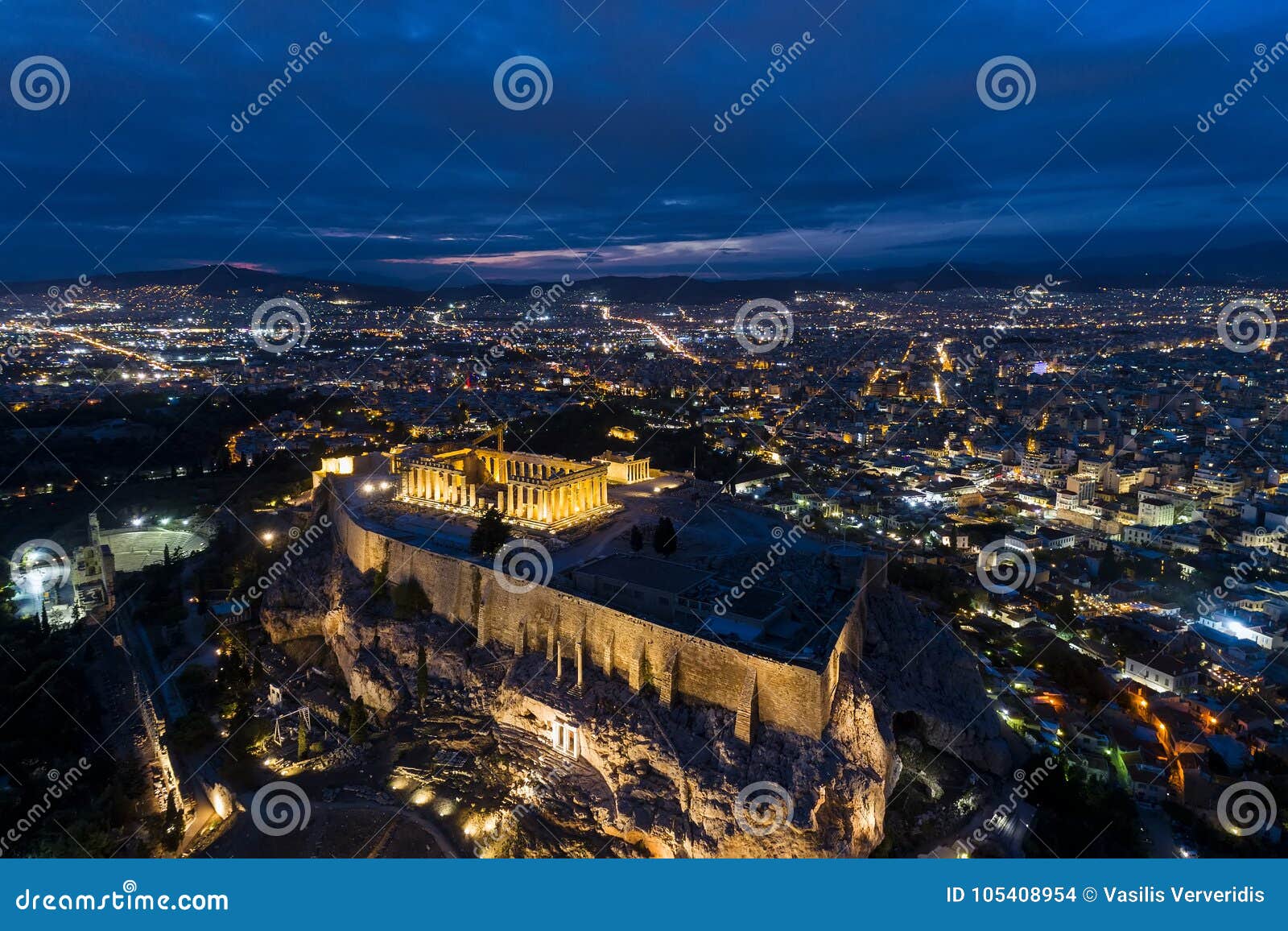 Aerial View of Parthenon and Acropolis in Athens Stock Photo - Image of ...