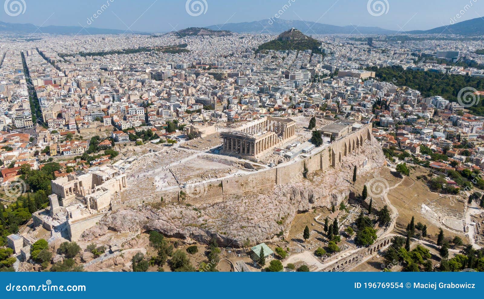Aerial View of Parthenon and Acropolis of Athens, Greece Stock Photo ...