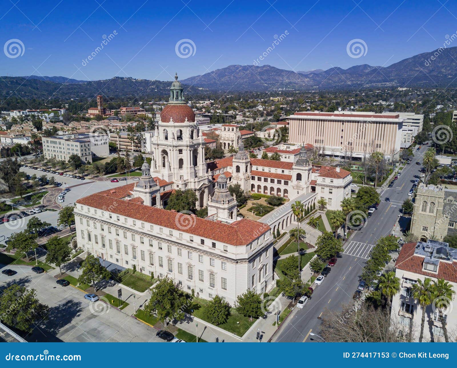 Aerial View of the Pasadena City Hall Stock Image - Image of landmark ...