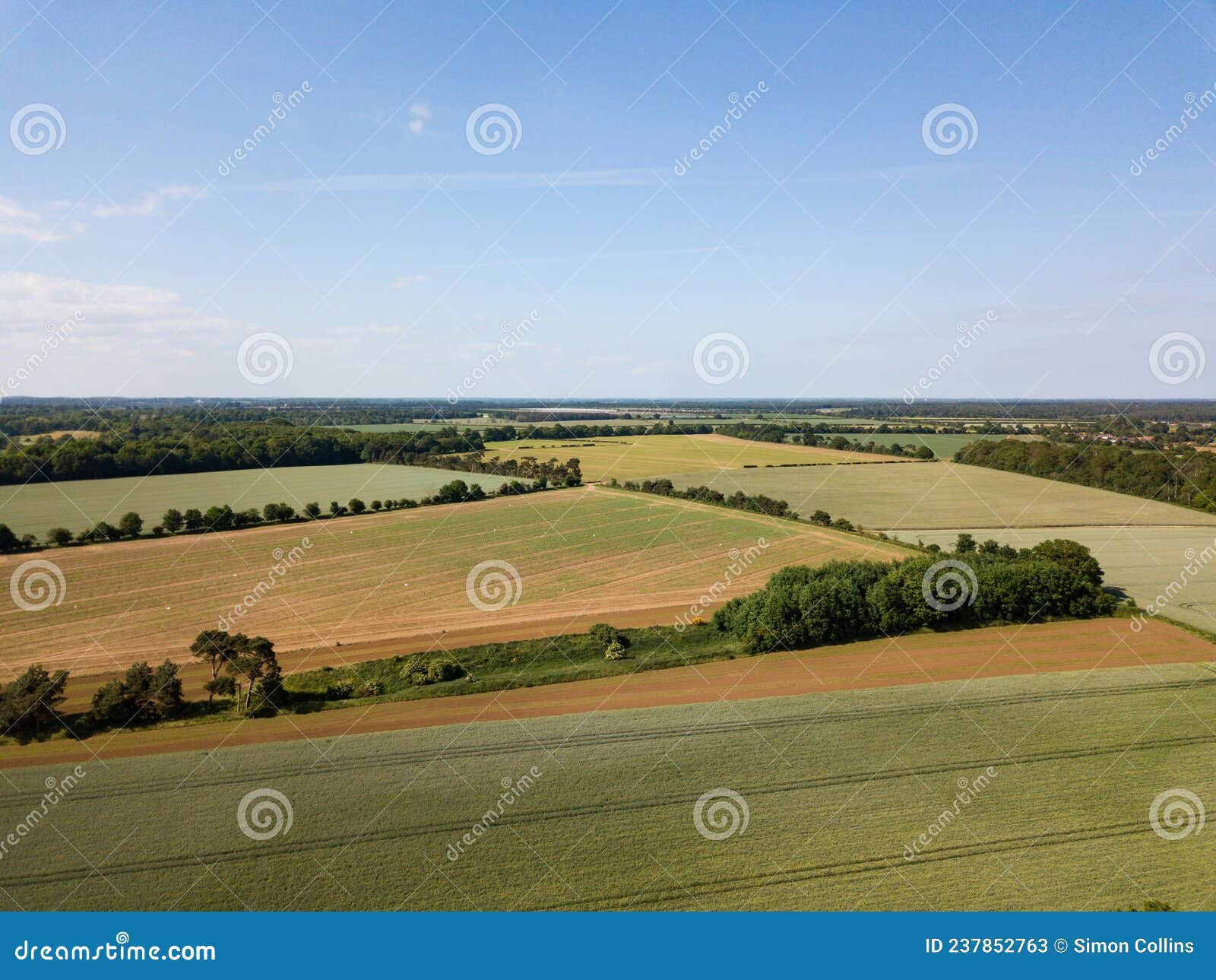 Aerial View of a Patchwork of Farm Fields in the Suffolk Countryside ...