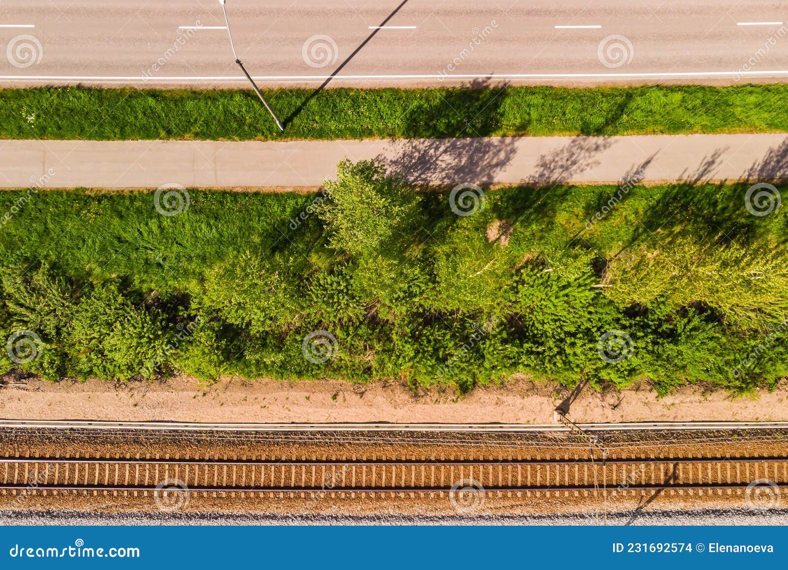 Aerial View of Pathway, Road and Railways Stock Photo - Image of road ...
