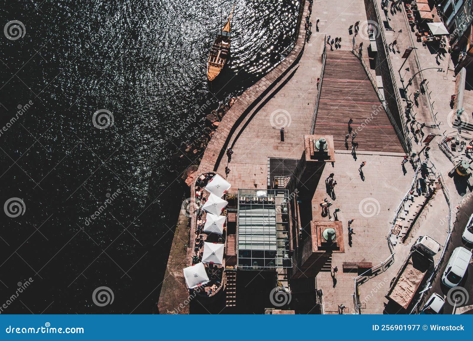 Aerial View of People in the Dock Stock Image - Image of light, sunset ...