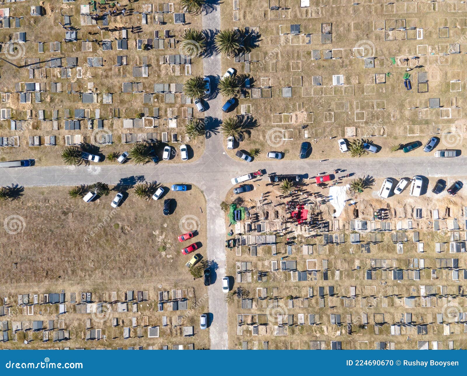 Aerial View of People Gathering at Funeral Service Stock Photo - Image ...