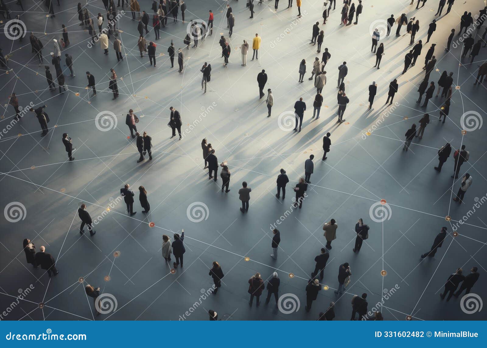Aerial View of People Networked in Open Space Stock Illustration ...