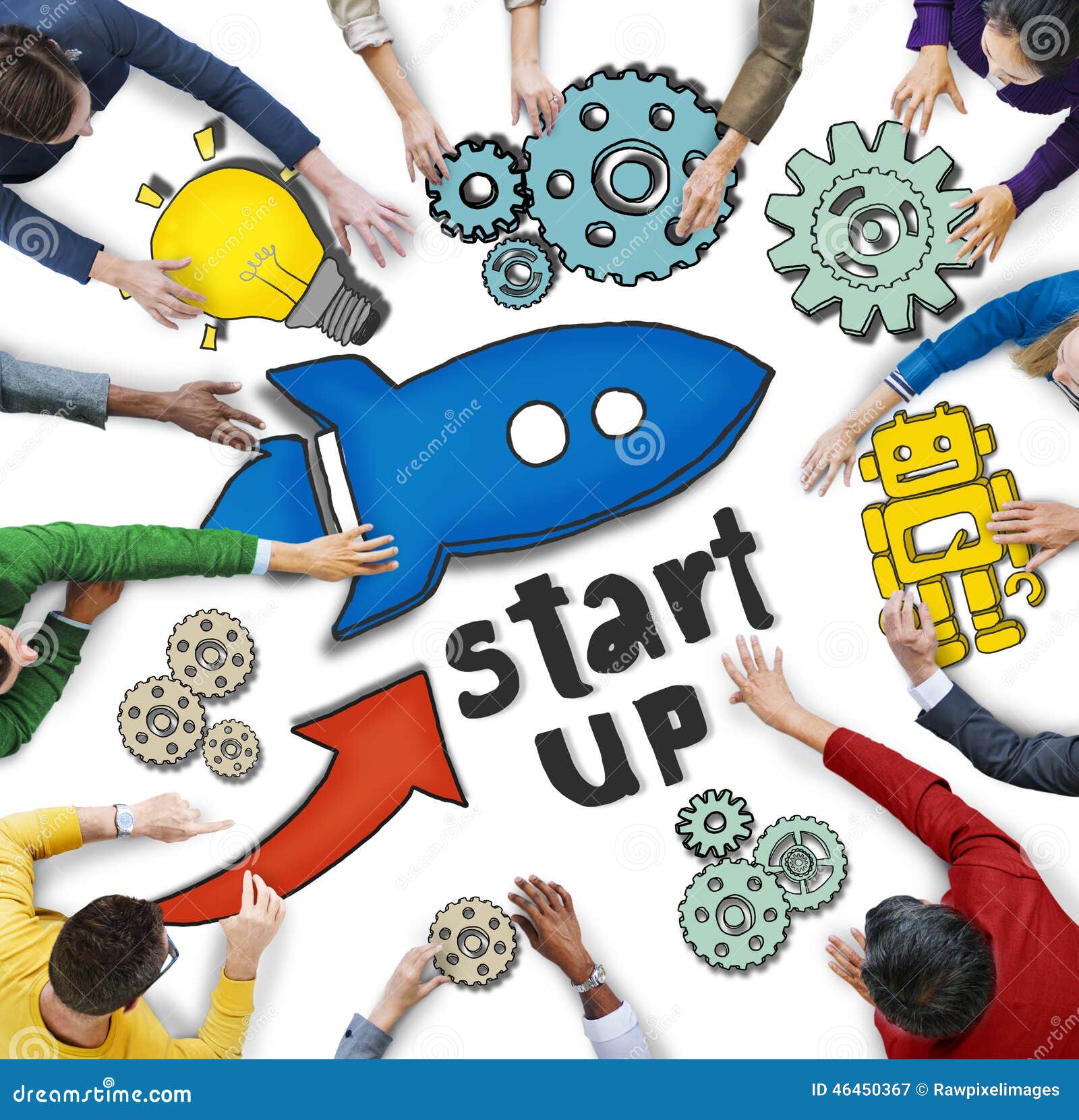 Aerial View with People and Startup Business Concepts Stock Image ...