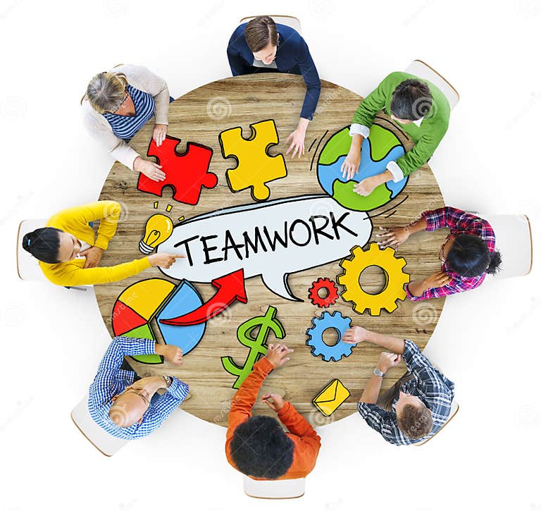 Aerial View of People and Teamwork Concepts Stock Illustration ...