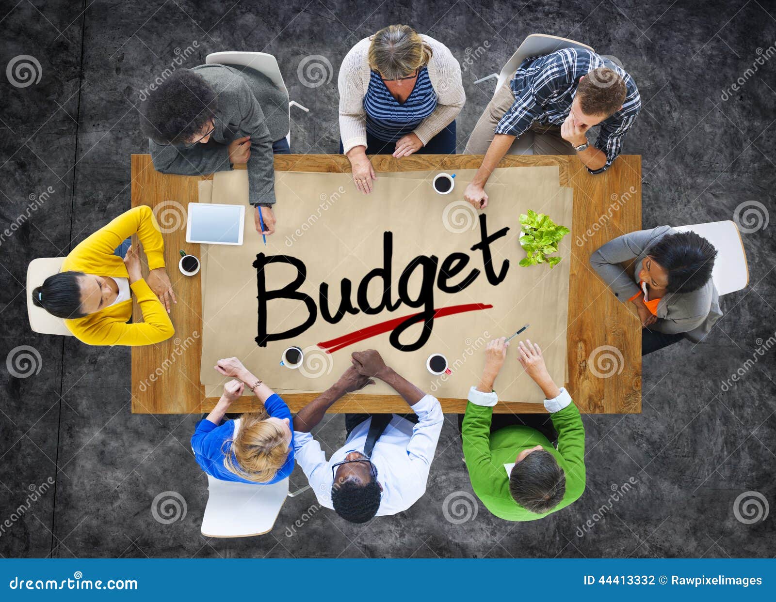 Aerial View with People and Text Budget Stock Photo - Image of finance ...
