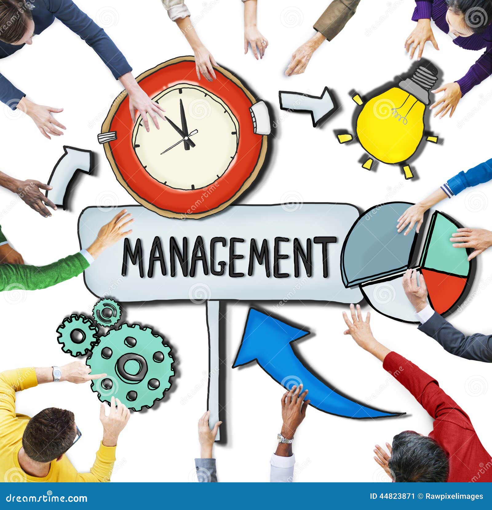 Aerial View of People and Time Management Concepts Stock Illustration ...