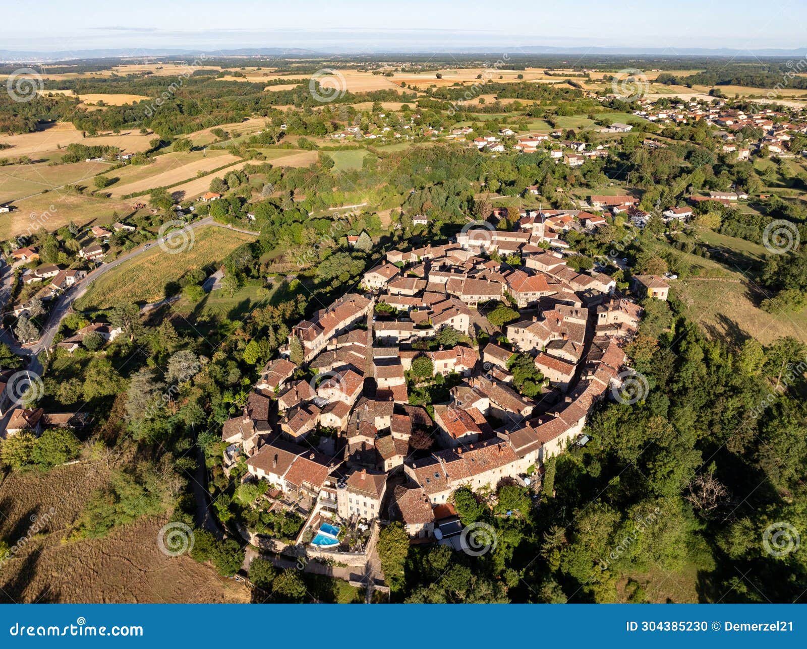 Aerial View - Perouges, France Stock Photo - Image of city, flower ...