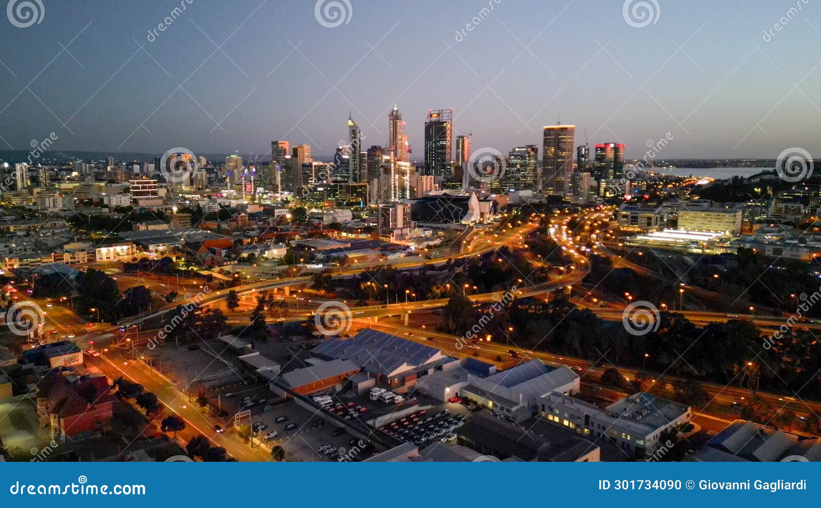 Aerial View of Perth Skyline at Night Editorial Image - Image of ...