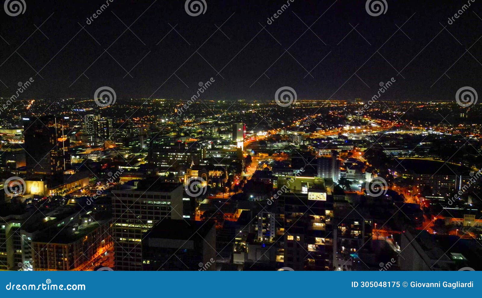 Aerial View of Perth Skyline at Night Stock Image - Image of outdoors ...