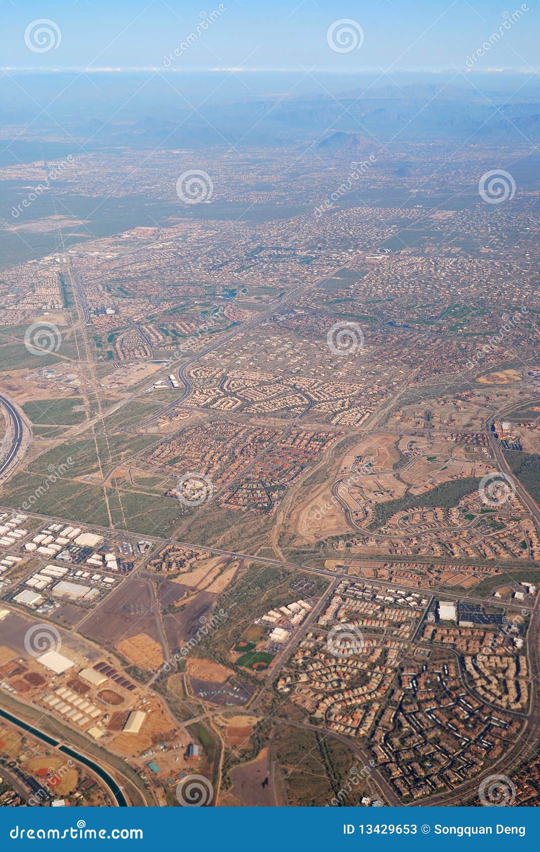 Aerial View Of Phoenix City Stock Image - Image of mcdowell, blue: 13429653