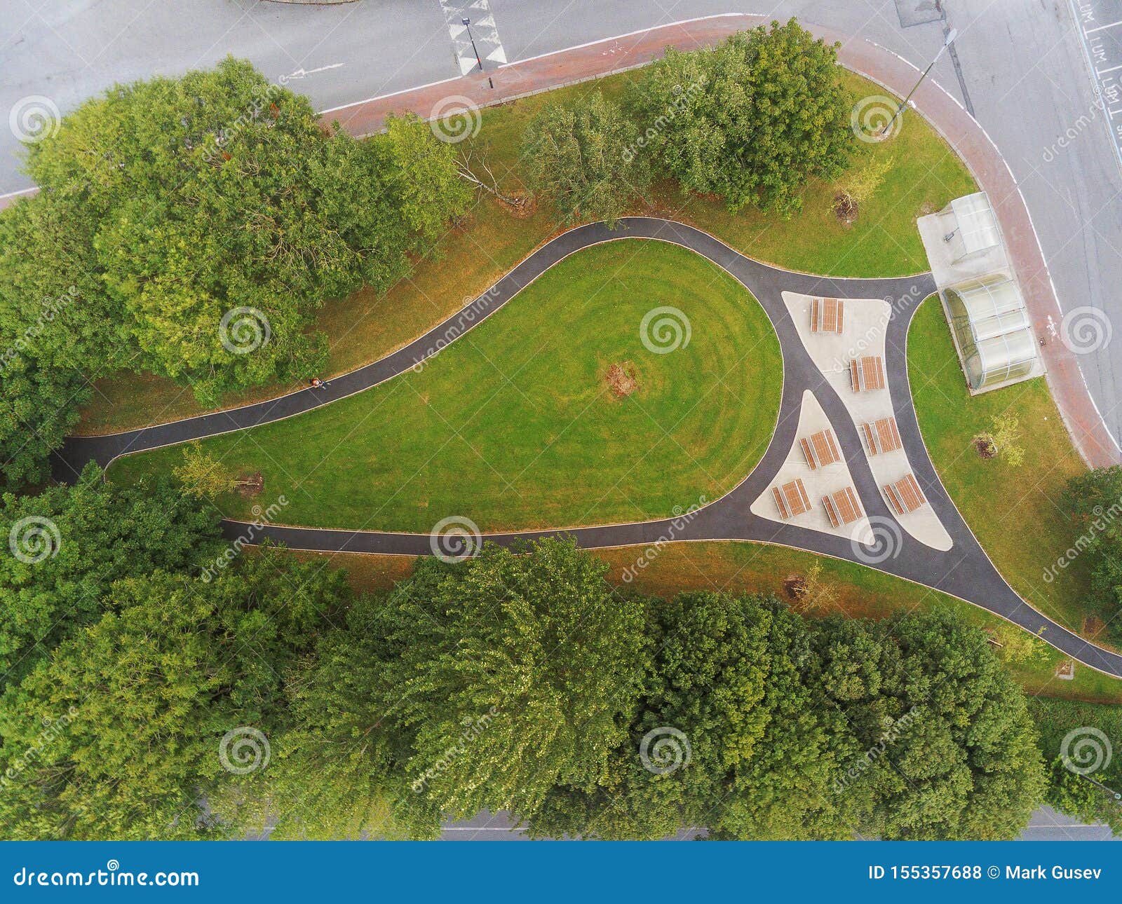 Aerial View, Picnic Area in a Park, Landscape Design and Modern ...
