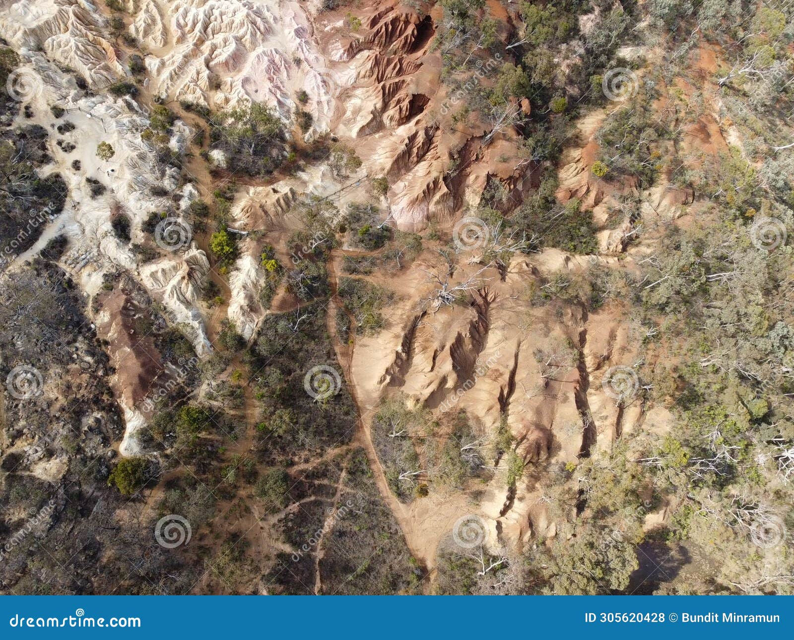 Aerial View of Pink Cliffs Geological Reserve, Heathcote, Victoria ...