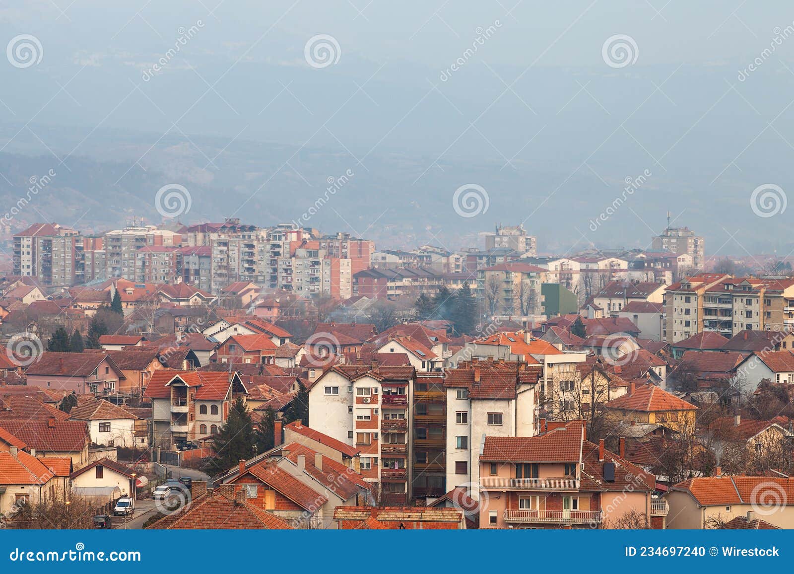 Aerial View of Pirot, Serbia Stock Photo - Image of aerial, cloud ...