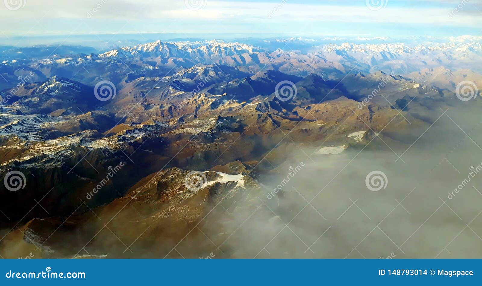 Aerial View from the Plane on Alps Mountains Stock Photo - Image of ...