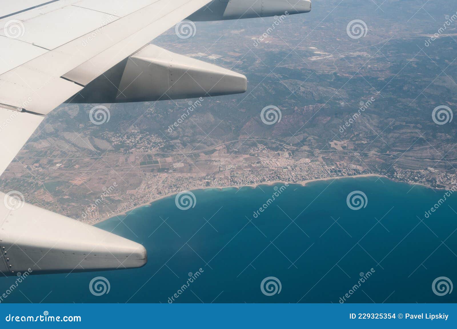 Aerial View from Plane To the Sea Bay Stock Photo - Image of liner ...