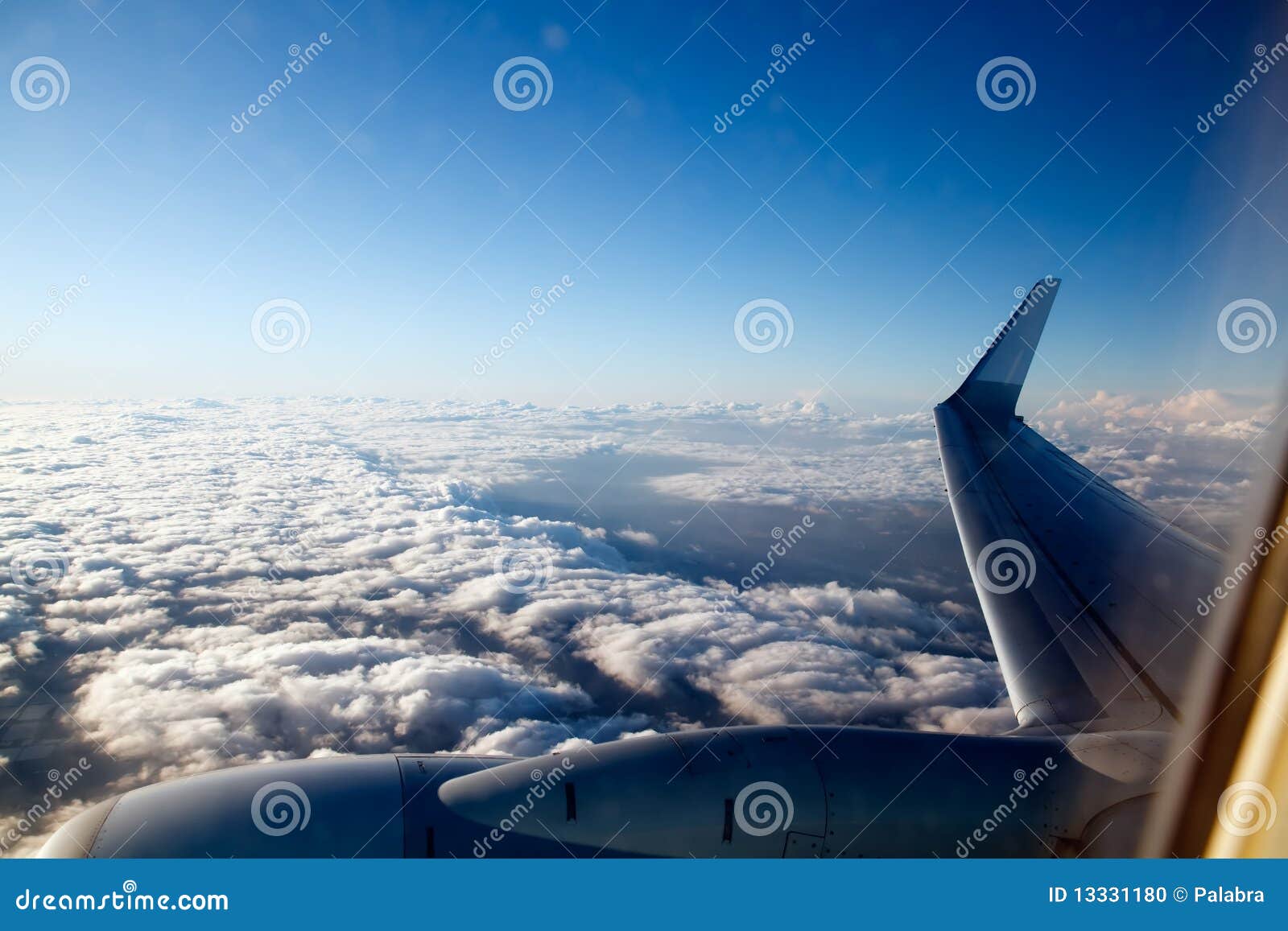 Aerial View with Plane Wing Above Clouds Stock Photo - Image of ...