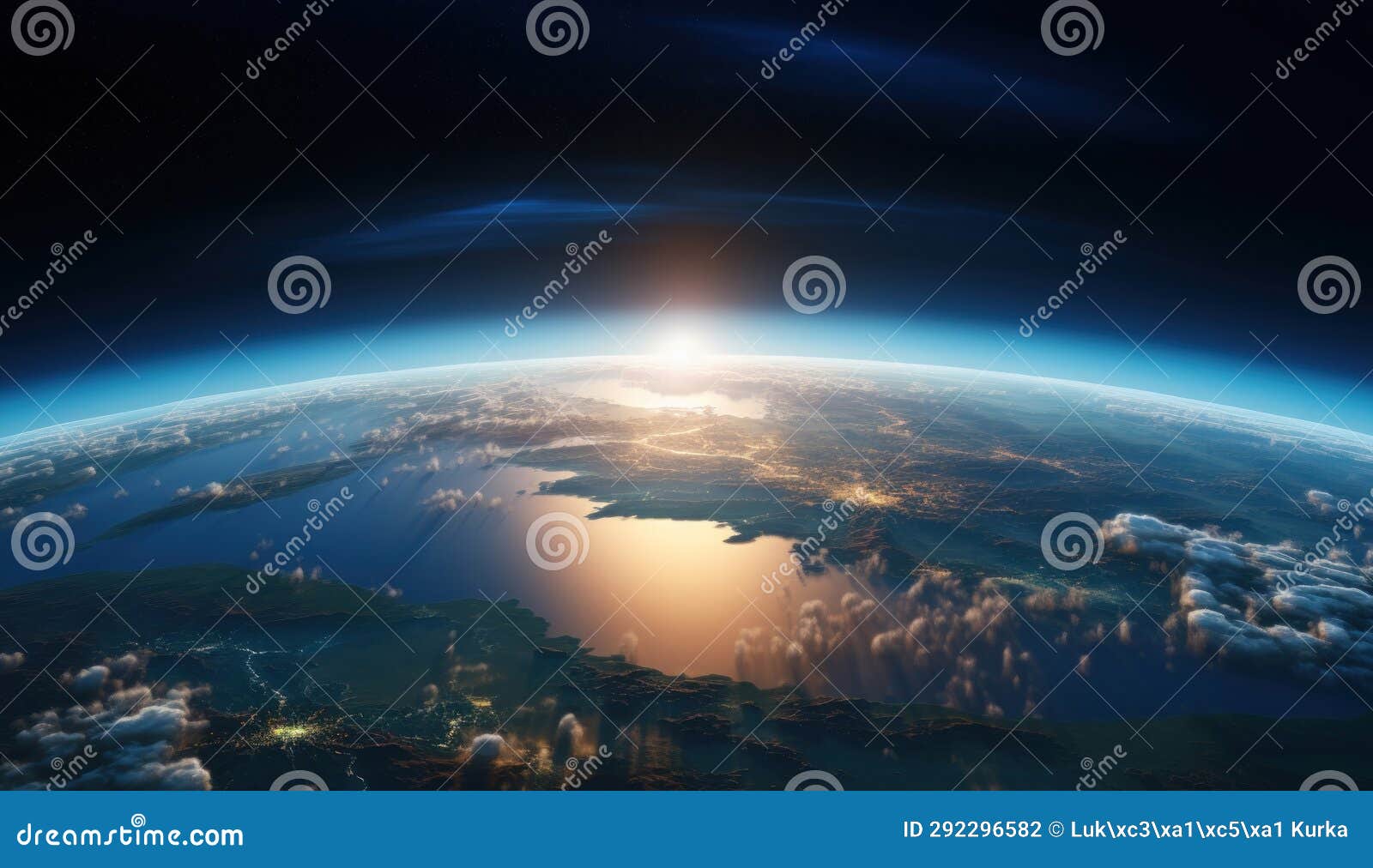 Aerial View of Planet Earth with Clouds from Space. View of Sunrise As ...