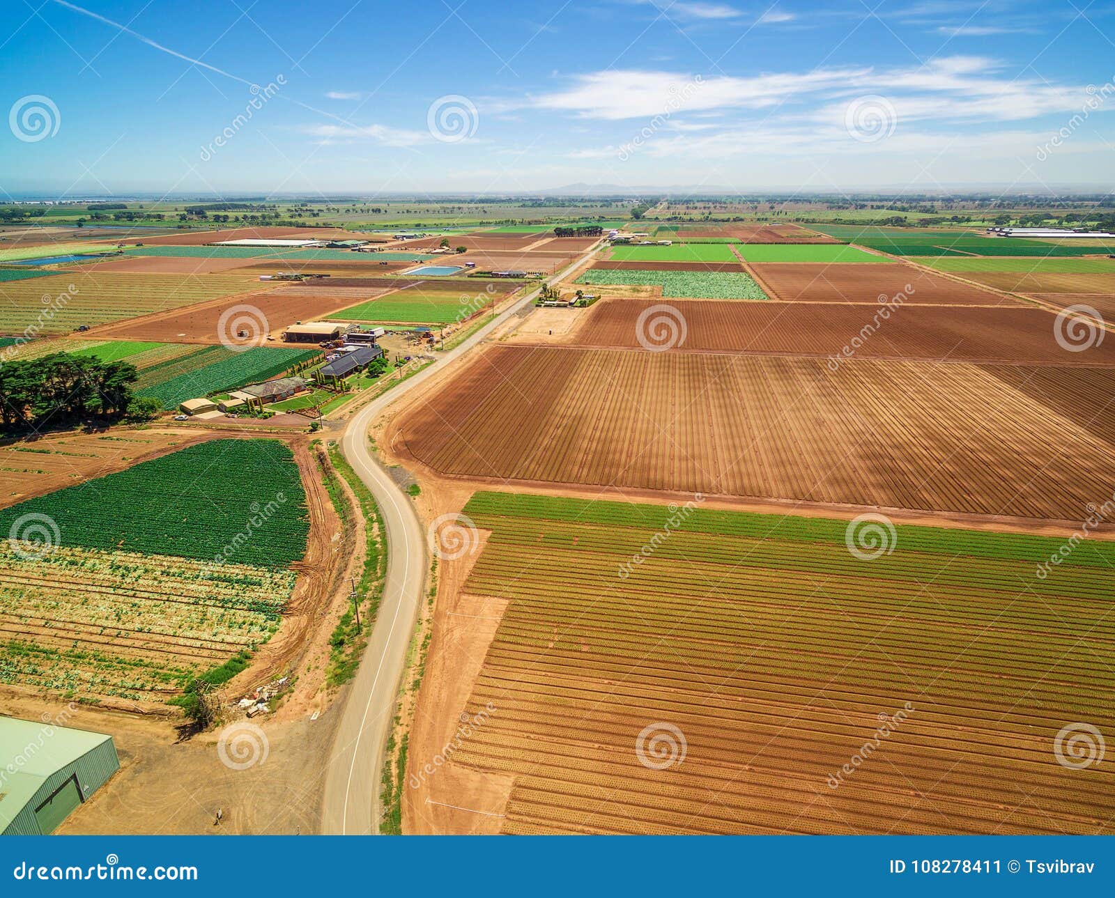 Aerial View of Plowed Fields and Crops. Stock Image - Image of land ...