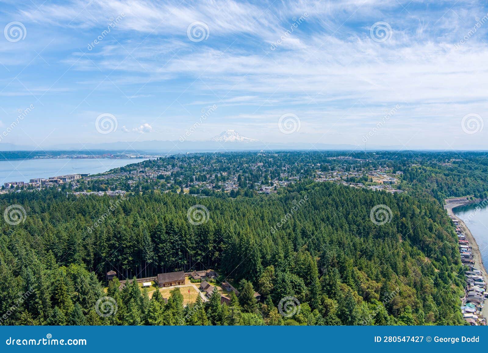 Aerial View of Point Defiance in June 2023 Stock Image - Image of puget ...