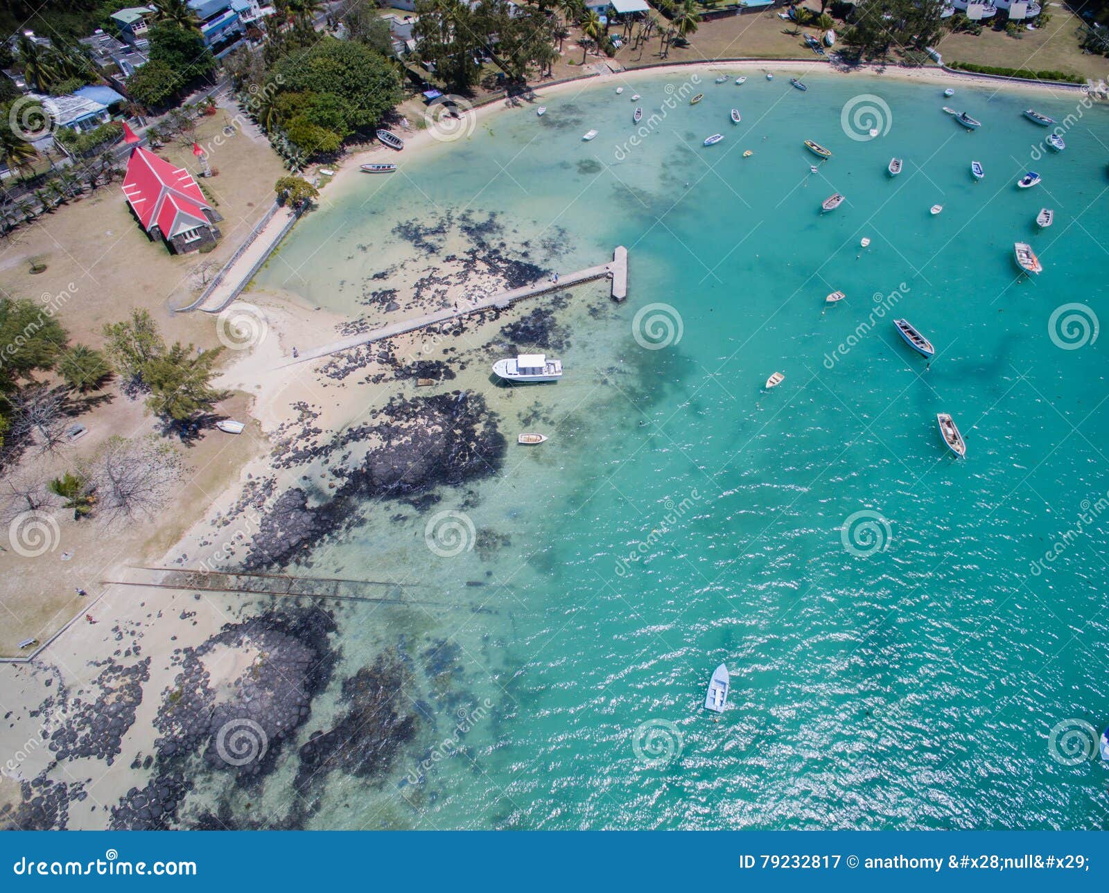 Aerial View: Pointe Aux Roches Stock Image - Image of island, blue ...