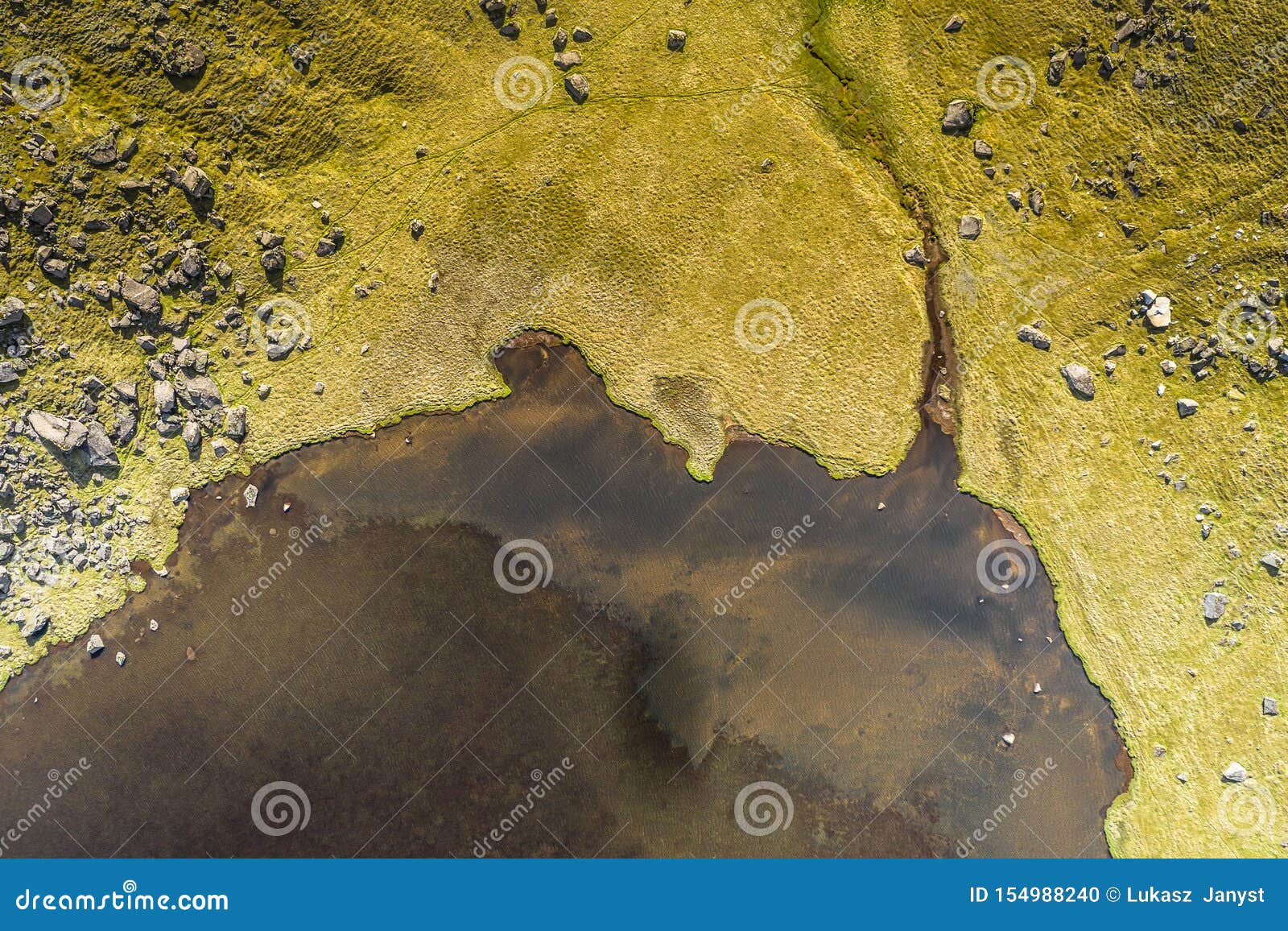 Aerial View of Pond and Green Nature Stock Photo - Image of rock ...