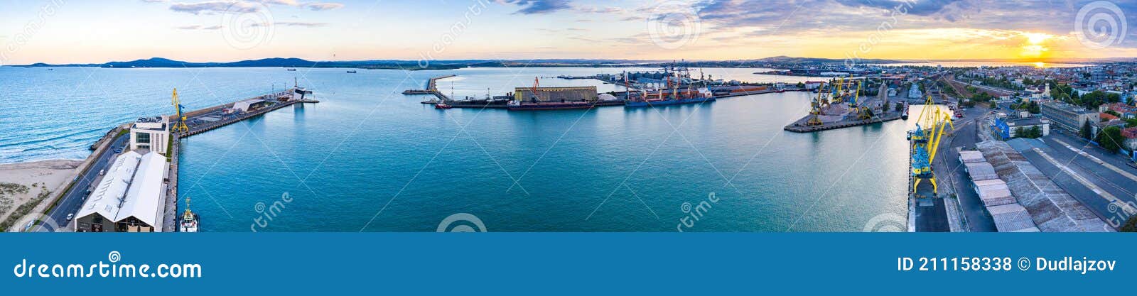 Aerial View of the Port of Bourgas in Bulgaria Stock Photo - Image of ...