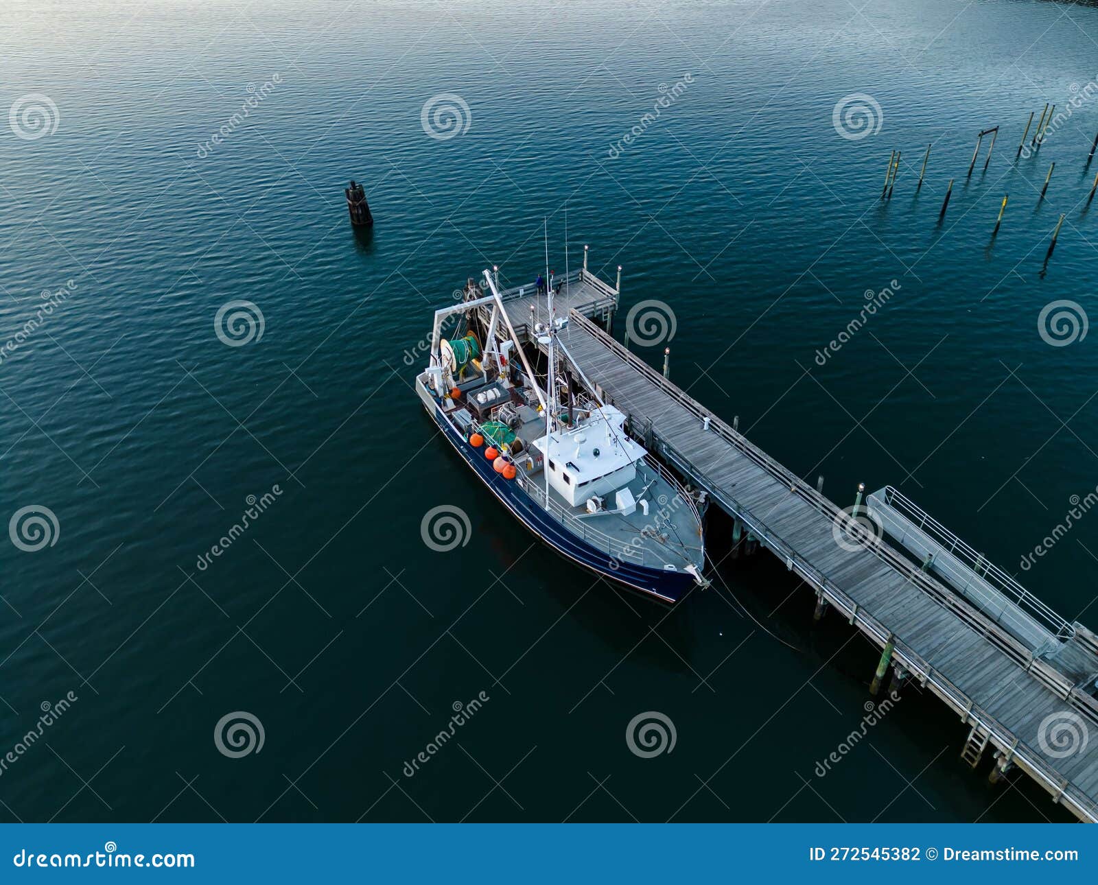 Aerial View of the Port Jefferson Harbor in the Evening in the US Stock ...