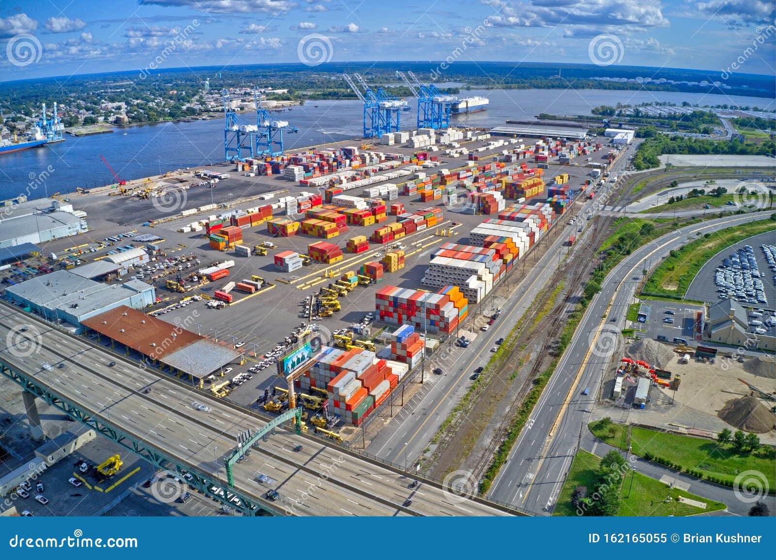 Aerial View of Port of Philadelphia Stock Image - Image of gantry ...