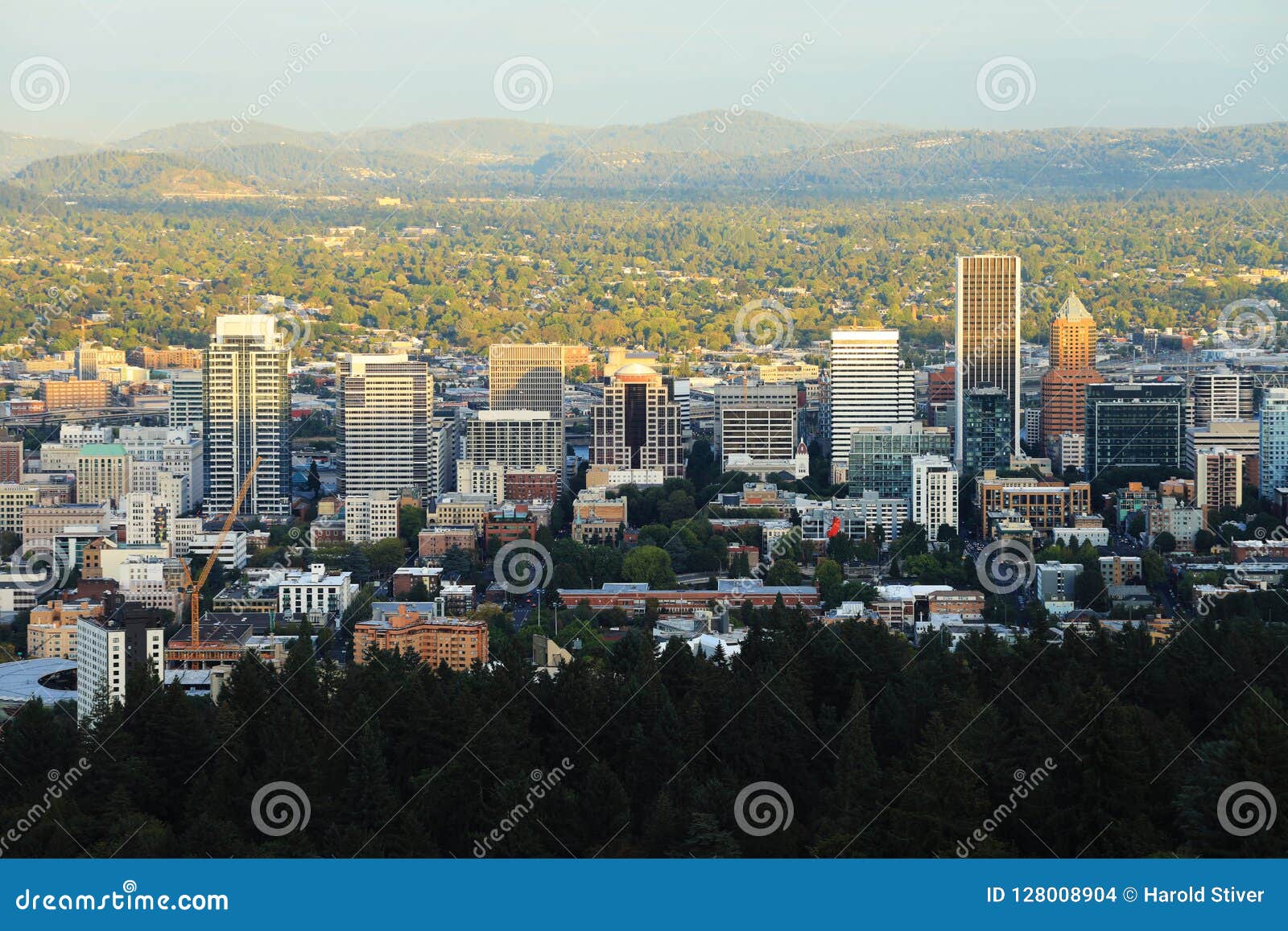 Aerial View of Portland, Oregon Downtown Stock Photo - Image of mount ...