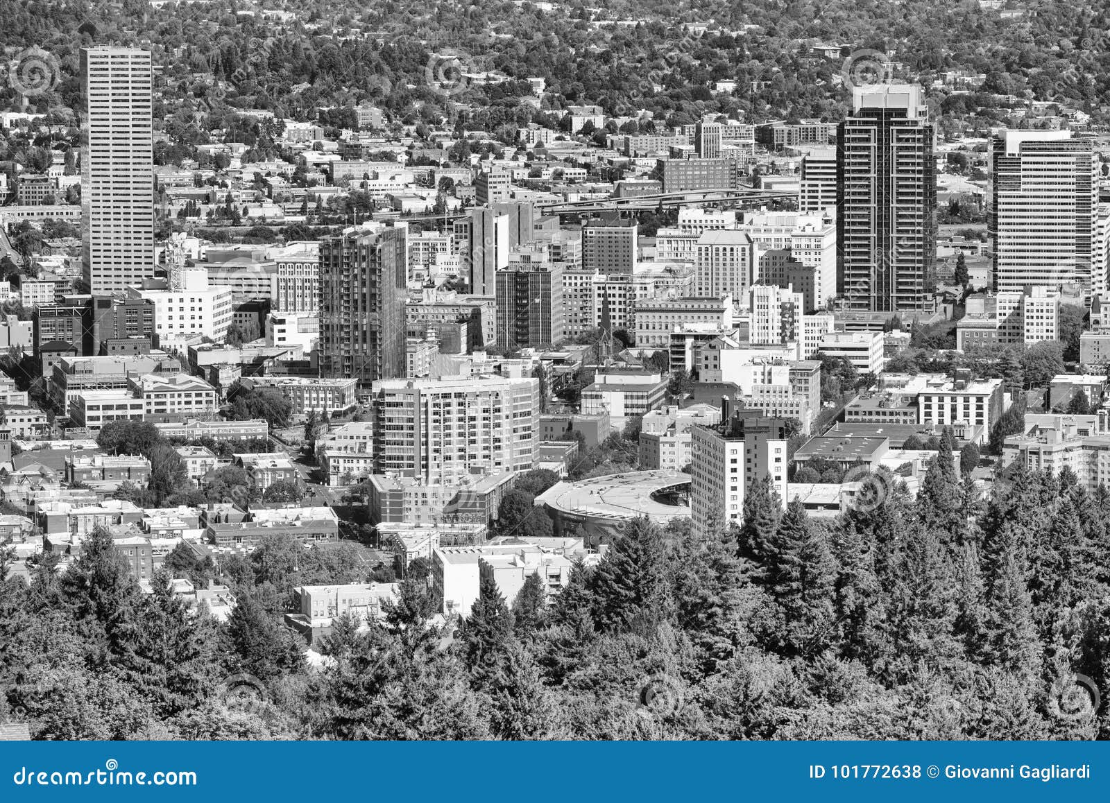 Aerial View of Portland Skyline, Oregon Stock Photo - Image of portland ...