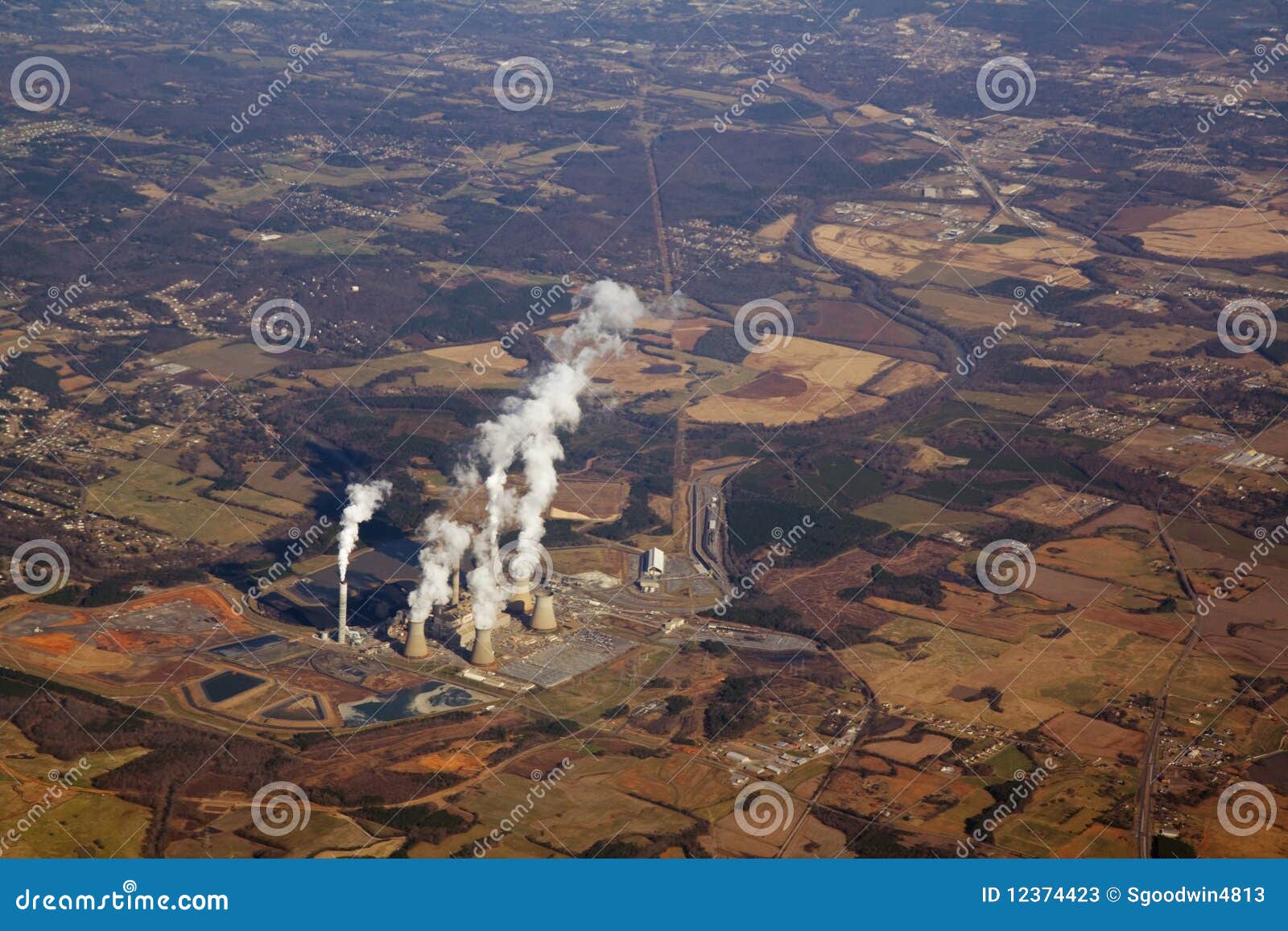 Aerial View of a Power Plant Stock Image - Image of change, fossil ...