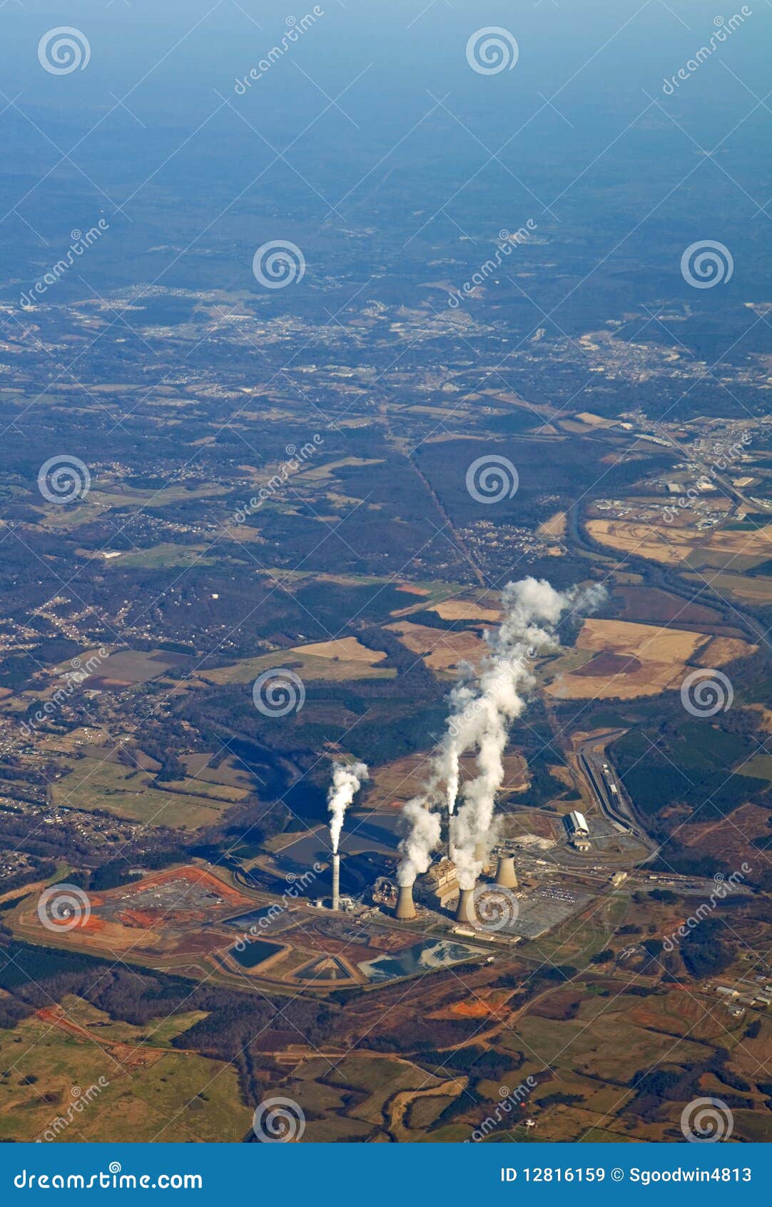 Aerial View of a Power Plant Vertical Stock Image - Image of generator ...