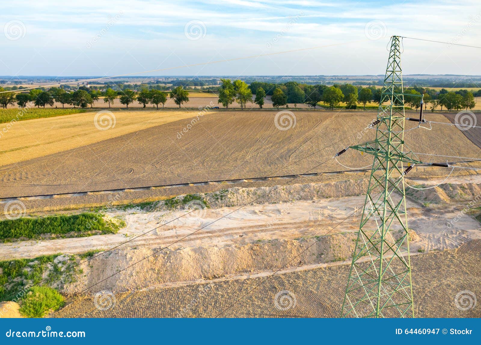 Aerial view on powerlines stock image. Image of economy - 64460947