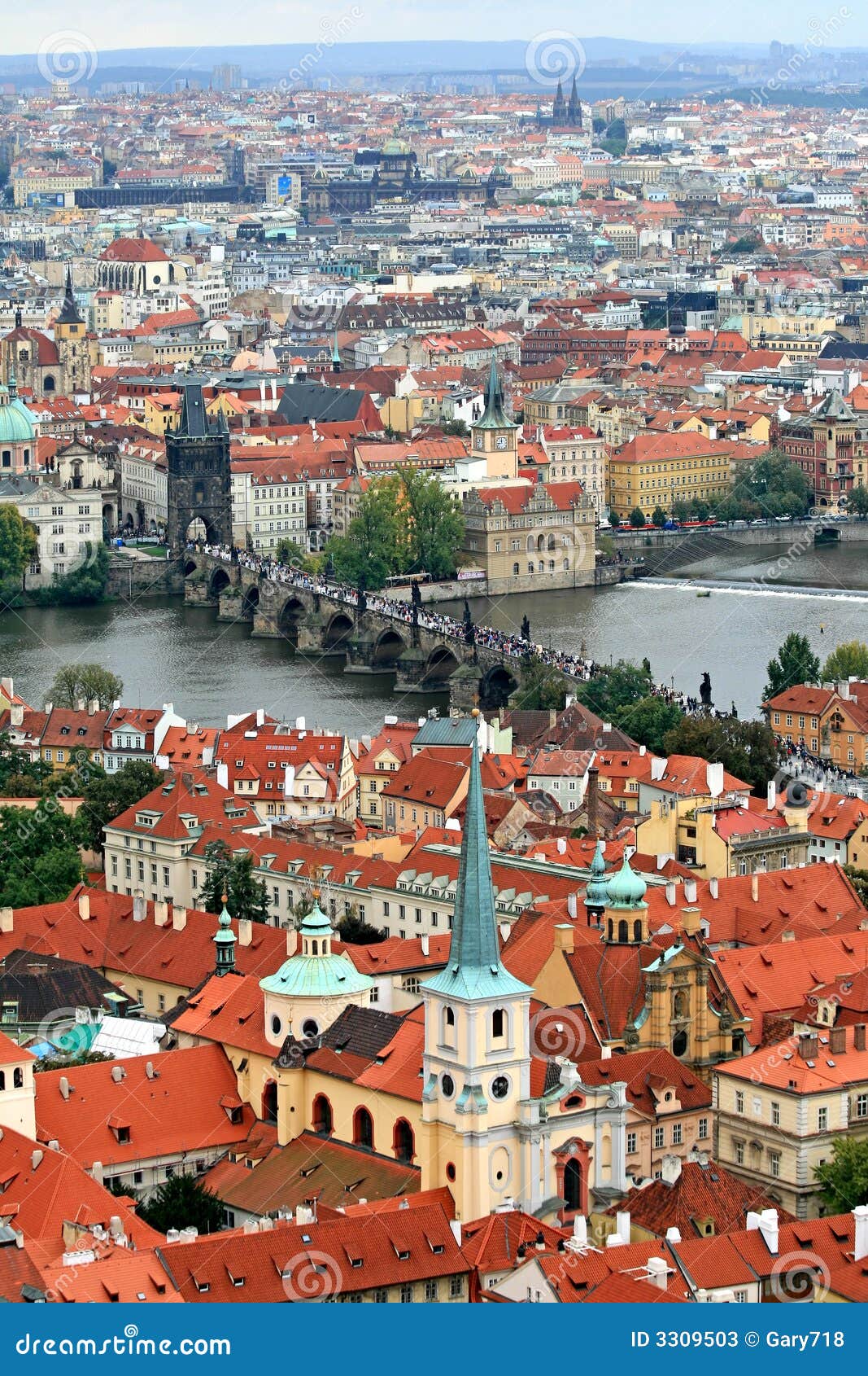 The aerial view of Prague stock image. Image of national - 3309503