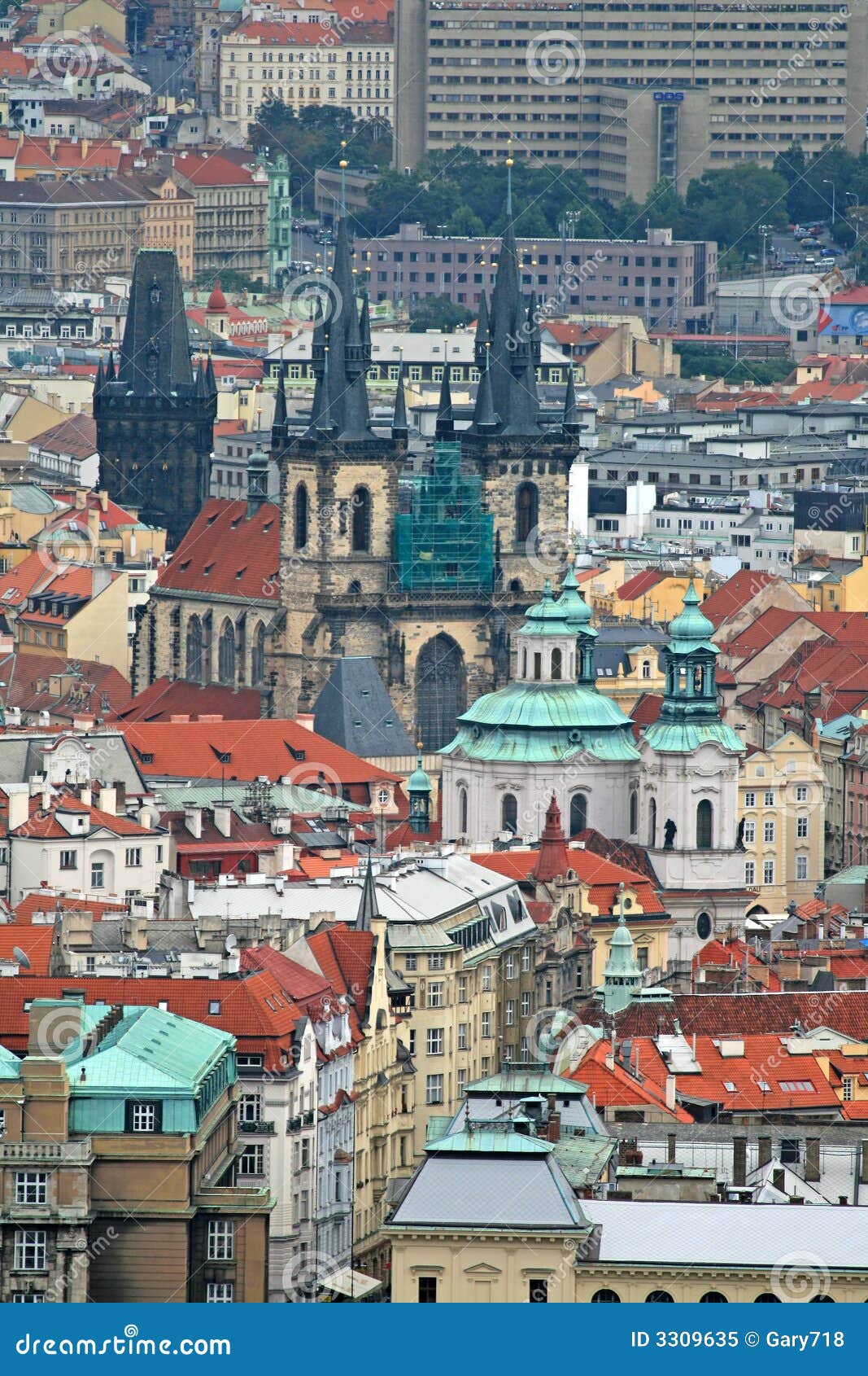 The aerial view of Prague stock image. Image of karlovy - 3309635